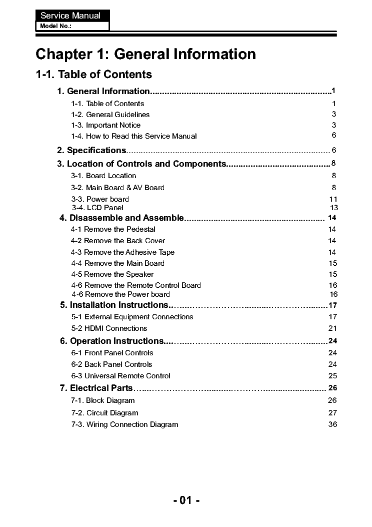 HAIER LE42U6500TF CHASSIS MSD6486 SM Service Manual download ...