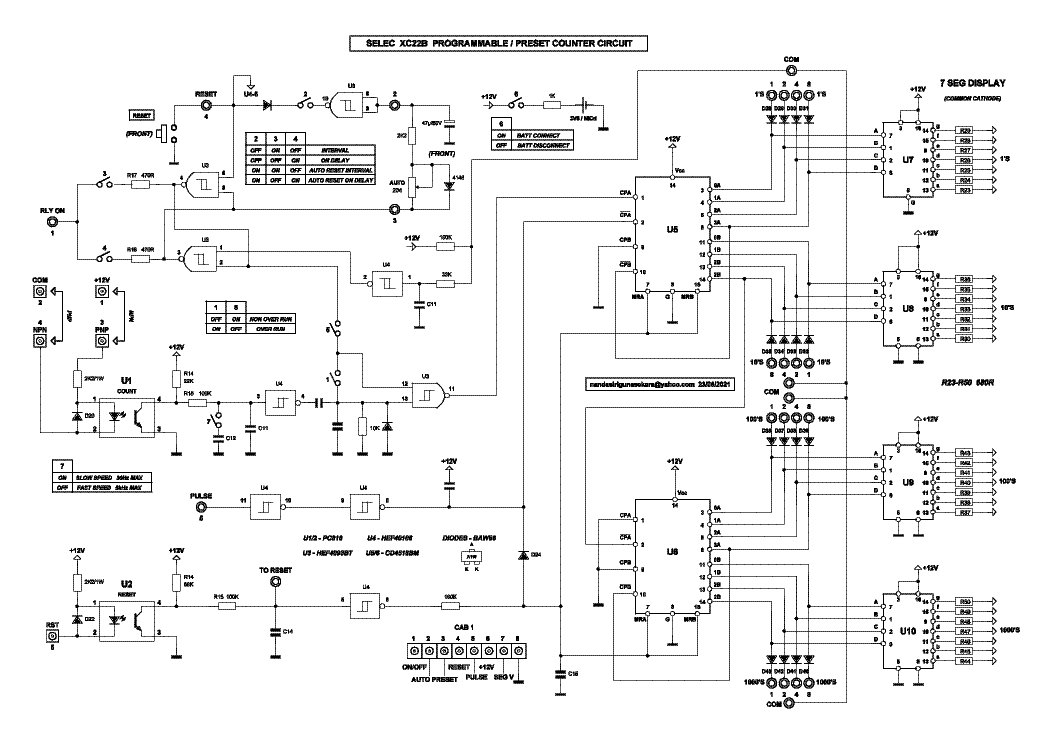 SELEC XC22B COUNTER SCHEMATIC Service Manual download, schematics ... SELEC XC22B COUNTER SCHEMATIC Service Manual download, schematics ...