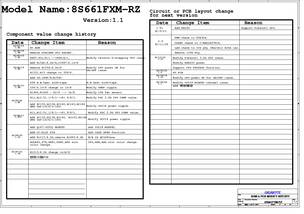 GIGABYTE 8S661FXM-RZ REV 1.1 SCH Service Manual download, schematics ...