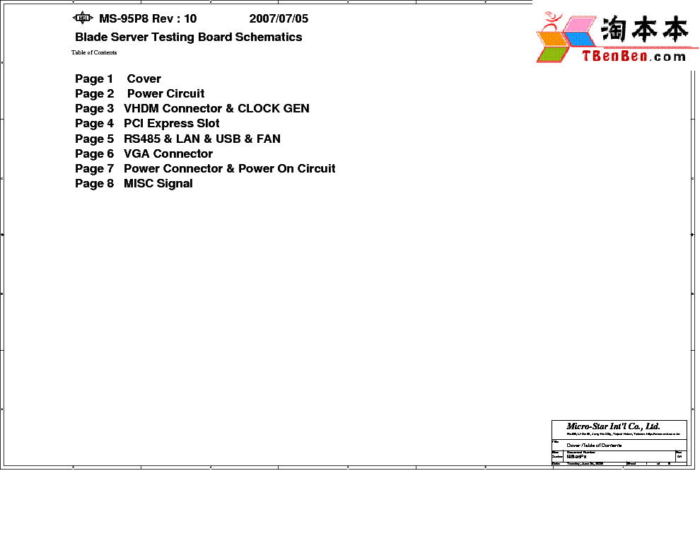 MSI MS 95P8 REV 10 SCH Service Manual Download Schematics Eeprom