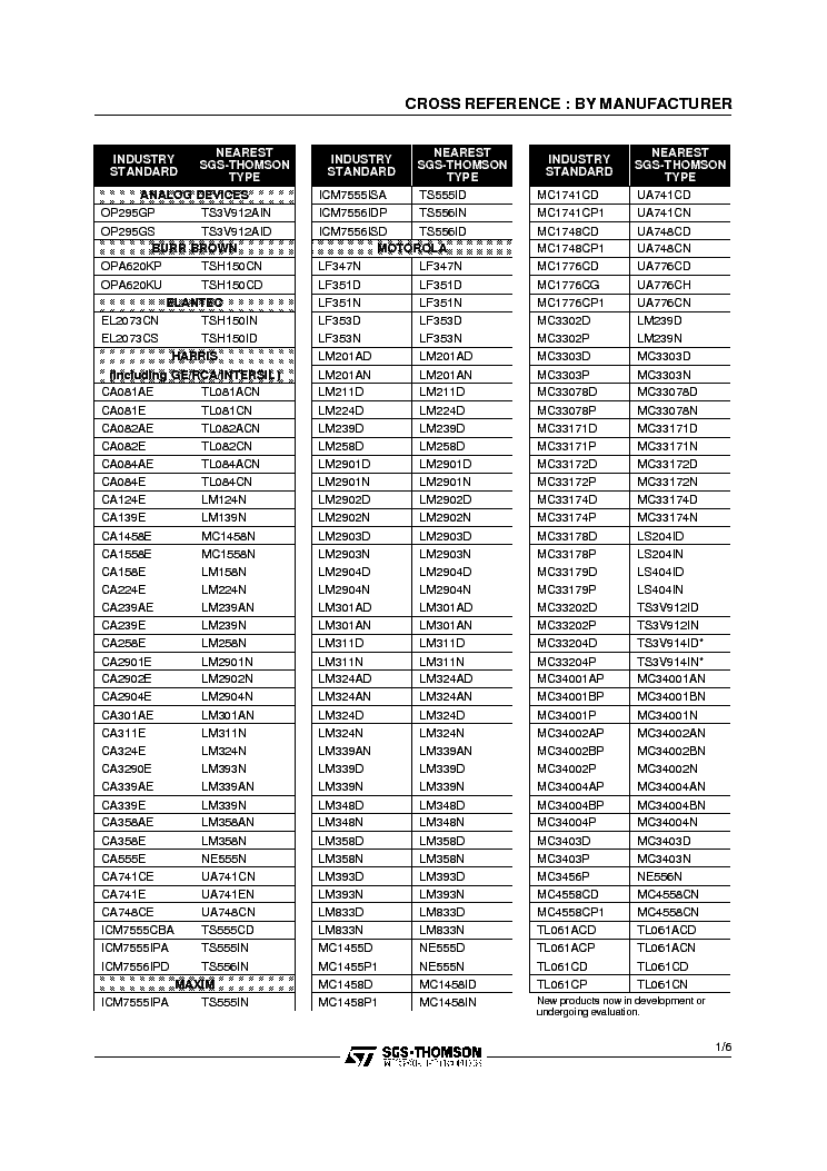 SGS CROSS REFERENCE Service Manual Download Schematics Eeprom Repair 