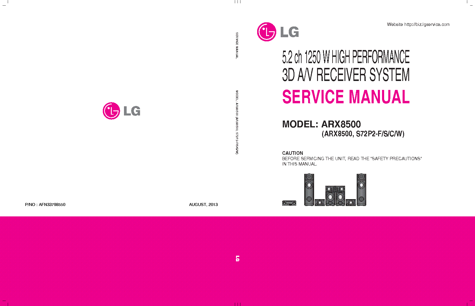 LG ARX8500 S72P2 F AV RECEIVER Service Manual Download Schematics