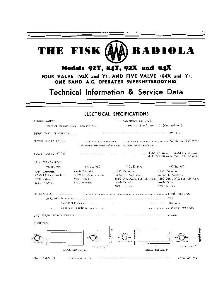 Amalgamated Wireless Australasia Awa Radiola 92y 84y 92x 84x Ac Radio