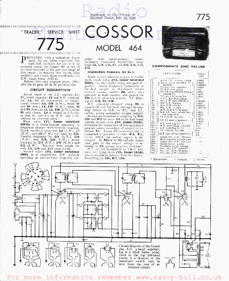 COSSOR 464 Service Manual Download Schematics Eeprom Repair Info For 