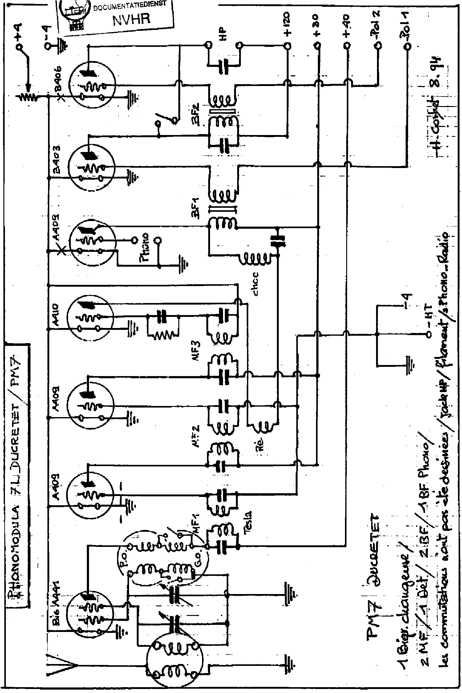 Ducretet Pm 7 Phono Modula Early Receiver Sch Service Manual Download
