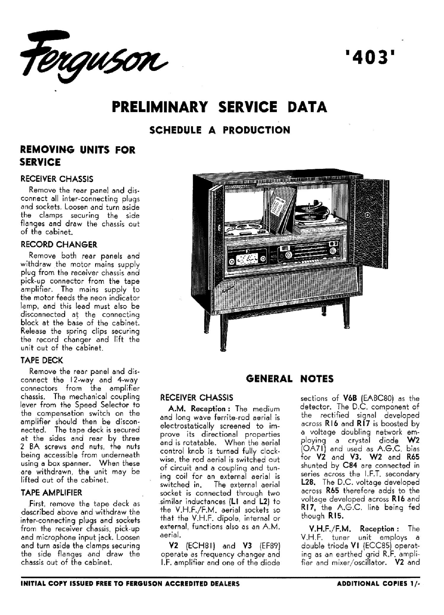 FERGUSON 403 ZENESZEKRENY MAGNO LEMEZJATSZO SM Service Manual Download 