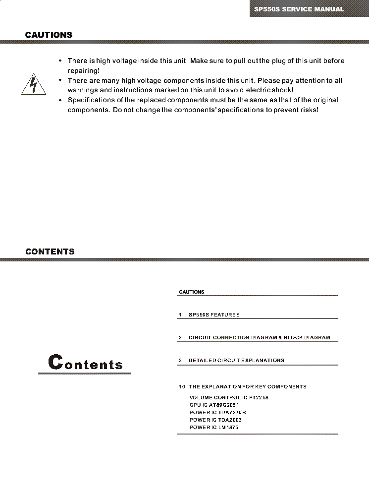 BBK SP550S Service Manual download, schematics, eeprom, repair info for ...