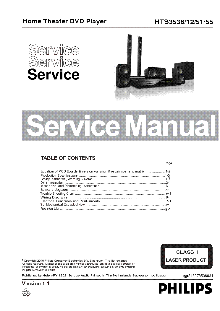 PHILIPS HTS3538 313978536031 Service Manual download, schematics ...