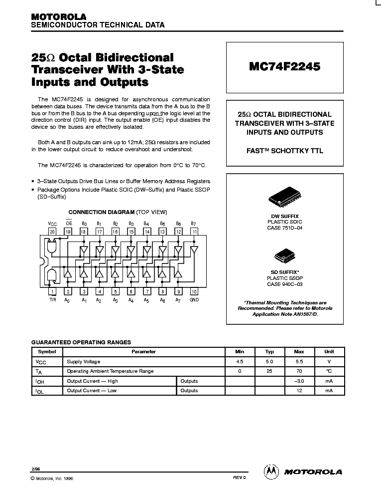 MC74F2245REV0 Service Manual download, schematics, eeprom, repair info ...