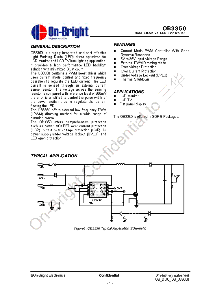 OB3350 ON-BRIGHT DATASHEET Service Manual download, schematics, eeprom ...